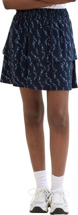 Tom Tailor Tom Tailor Denim Damen Mini-Rock mit Muster, 34682 - Navy Blue Heart Print, XL