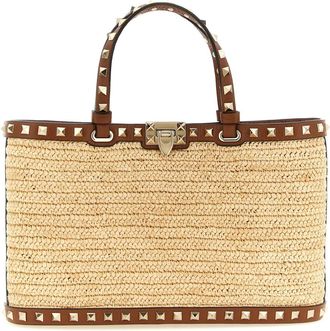 Valentino Garavani Femme, Sacs, Beige, Taille: ONE Size Small Rockstud Shopping Bag