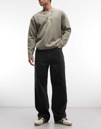 Weekday Mars Jeans mit lockerem Schnitt und geradem Bein in Tuned Black-Schwarz