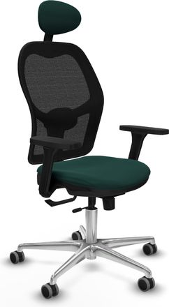 Piqueras y Crespo Ergonomischer Computerstuhl mit 3D-Armen, h&ouml;henverstellbarer Lendenwirbelst&uuml;tze und festem Kopfteil, ausgestattet mit Syncro/Traslack und injiziertem 