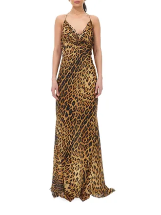 Roberto Cavalli Womens Dress Silk, Beige