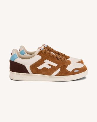Faguo Baskets cuir et su&egrave;de cr&egrave;me et beige clair