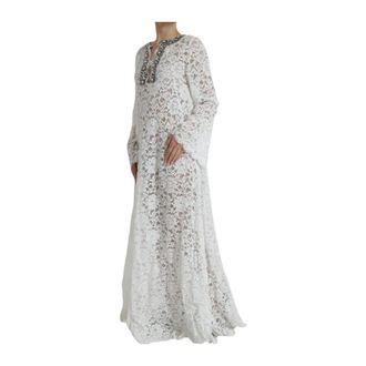 Dolce & Gabbana Kristallverziertes wei&szlig;es Maxikleid - - Dresses - Damen - Wei&szlig; - M