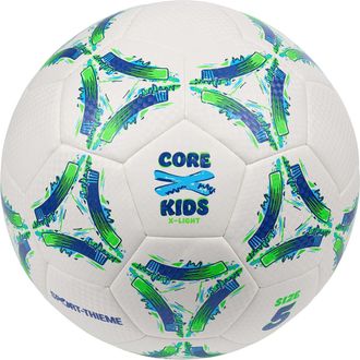 Sport-Thieme Fußball CoreX Kids X-Light | Leicht-Trainingsball | Hybrid-Technologie | Größe 4 & 5 | Golfball-Oberfläche | 290 g | PU Material | Weiß-Grün-Blau