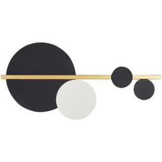 Beliani Lampe murale en m&eacute;tal &Eacute;clairage dappoint Forme ronde d&eacute;corative Noir et or Parita
