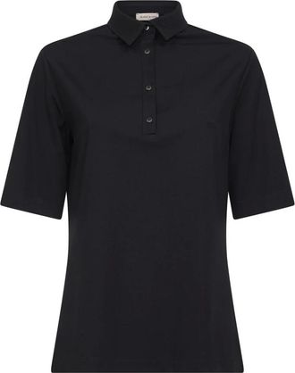 Blanca Vita Femme, Tops, Noir, Taille: 42 FR Polo &agrave; Col et Patte de Boutonnage