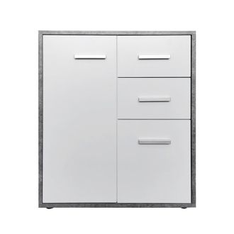Hti-Line Kommode Nina mit Zwei Schubladen Anrichte Sideboard Schrank Beton Wei&szlig;