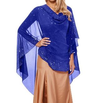 Generic &Eacute;charpe de soir&eacute;e &eacute;l&eacute;gante en mousseline de soie avec paillettes scintillantes semblables &agrave; du cristal - &Eacute;charpe douce et transparente pour mariage, f