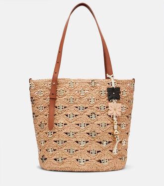 Paco Rabanne Cabas Small en raphia &agrave; ornements
