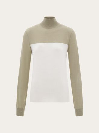 Ferragamo Damen Zweifarbiger Rollkragenpulli Weiß