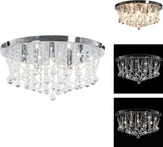 vidaXL Vidaxl - Deckenleuchte mit Kristallperlen Silbern Rund 4x G9 Glühbirnen - Dekorleuchte - Kristallpendel - Deckenleuchte Wohnzimmer - Designerleuchte