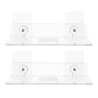 SOLUSTRE 2 St&uuml;ck Acryl Wandregal L F&ouml;rmig 200x100mm f&uuml;r Badezimmer und K&uuml;che Bruchfestes Aufbewahrungsregal ohne Bohren Platzsparende Wandhalterung f&uuml;r Feuchtr