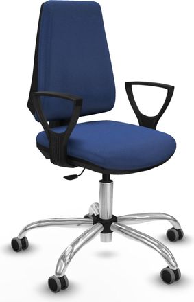 Piqueras y Crespo Elche Operationsstuhl mit festen Armlehnen, ausgestattet mit grundlegendem Permanentkontakt und Schneidschaum, 65 mm Rollen, Parkett, Marineblau