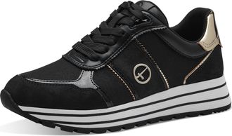 Tamaris Damen Low-Top Sneaker, Frauen Halbschuhe,Wechselfußbett,Freizeit,sportlich,Halbschuhe,straßenschuhe,Strassenschuhe,Black/Gold,36 EU