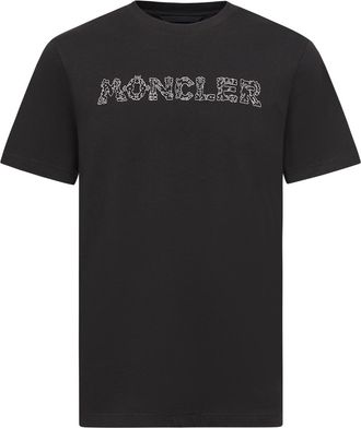 Moncler Moncler Space Embroidered Logo Cotton T-shirt, Men, Black, Size: 3xl
