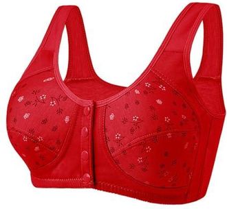 Generic Soutien-gorge en dentelle pas cher avec boutonni&egrave;re sur le devant, bonnets gainants, bandouli&egrave;re r&eacute;glable, grande taille, rouge, 46