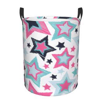 Generic Bunte Sterne-Print W&auml;schekorb Rund Korb Aufbewahrung Wasserdichter W&auml;schetonne F&uuml;r Decken Kuscheltier Lagerung