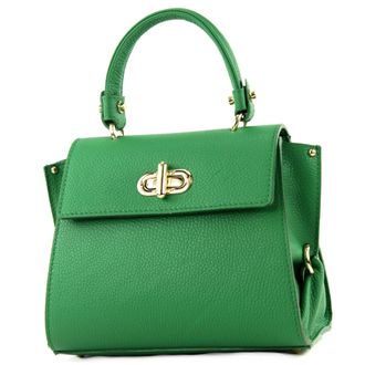 modamoda.de T182 - ital. Damen Henkeltasche Klein Leder, Farbe:Blattgr&uuml;n