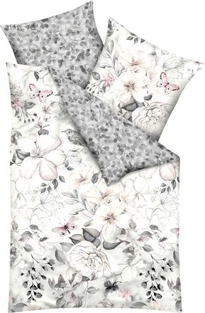 JACK by Kaeppel Fein Biber Wende Bettwäsche 2 TLG. 135x200cm Green Garden Silber Grau Rosé Creme