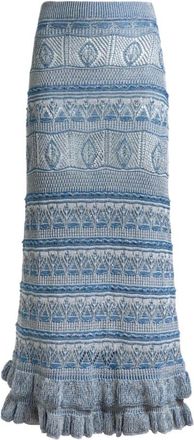 Etro Femme, Jupes, Bleu, Taille: 36 FR Falda Punto Blanco Marino Det Bordado
