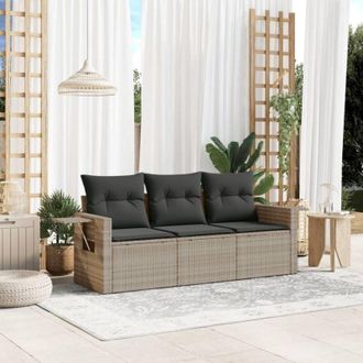 vidaXL Salon de jardin avec coussins 3 pcs gris clair résine tressée Vidaxl