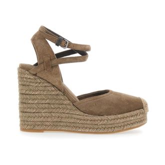 Brunello Cucinelli Femme, Chaussures, Brun, Taille: 41 EU Escarpins compens&eacute;s en daim et espadrille