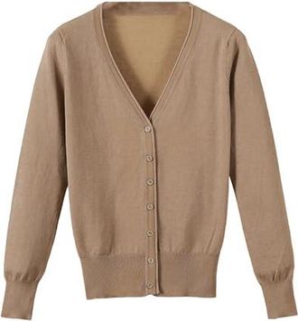 Generic Cardigan court noir en jersey pour femme, manteau de printemps, pull tricot&eacute; mode cor&eacute;enne, camel, Taille 3XL