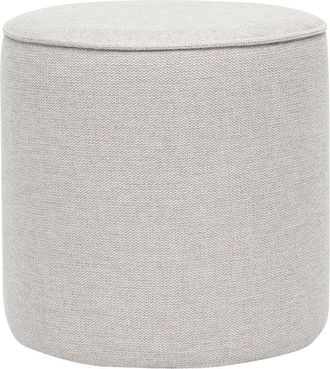 Miliboo Runder Pouf aus Stoff in Beige mit samtigem Effekt und Textur D40 cm PAUL