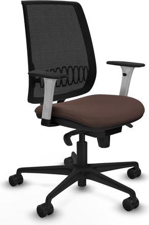 Piqueras y Crespo Computerstuhl mit Ringr&auml;dern mit wei&szlig;en und schwarzen Armlehnen, h&ouml;henverstellbare Lendenwirbelst&uuml;tze, 5 Positionen, Schwarz / Dunkelbraun