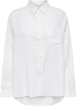 Only ONLTOKYO L/S Linen Blend Shirt PNT Noos Blouse, Blanc Brillant, M Femme