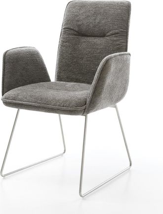 DELIFE Esszimmerstuhl Vinja-Flex Boucl&eacute; Soft Schlamm Kufengestell Edelstahl, Esszimmerst&uuml;hle