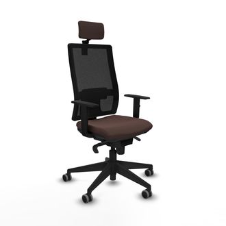 Piqueras y Crespo B&uuml;rostuhl braun mit 1D-Armen, h&ouml;henverstellbare Lendenwirbelst&uuml;tze und Kopfteil h&ouml;henverstellbar und neigbar. Ausgestattet mit 5 Positionen. Schwarz/D