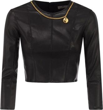 Elisabetta Franchi Femme, Tops, Noir, Taille: 42 FR Top avec Collier et Breloque