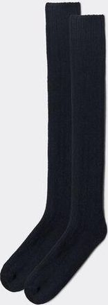 Calzedonia Lange Gerippte Herrensocken Mit Wolle Und Cashmere Blau