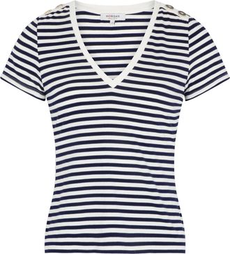 Morgan Damen 241-dina Kurzärmelige T-Shirts, Off White/Navy, X-Large