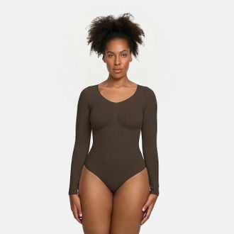 creamy fabrics Bodysuit Sculpting Shapewear Longsleeve mit String