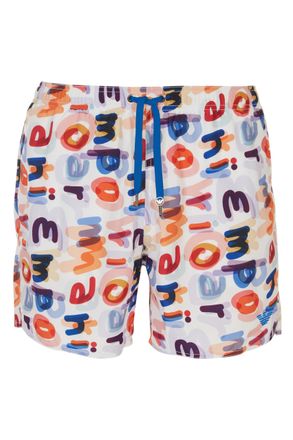 Emporio Armani Herren Macro Logo Boxer Swim Trunks, Printed White, 50