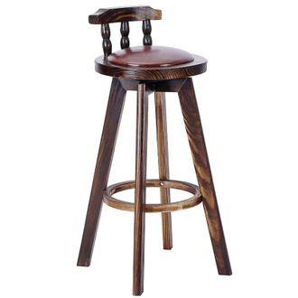 Generic Vintage-Barhocker, gepolsterte Sitzfl&auml;che mit R&uuml;ckenlehne aus PU-Leder, hohe St&uuml;hle f&uuml;r K&uuml;cheninsel, Kneipe, Bistro und Restaurant, Beine aus Massivho