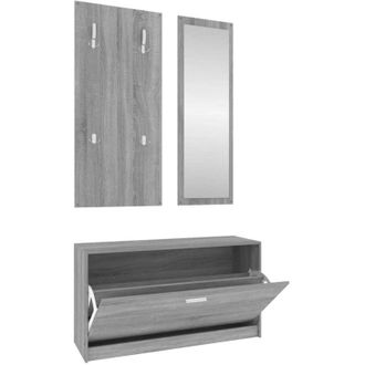 vidaXL 3-tlg. Flurm&ouml;bel-Set Grau Sonoma Holzwerkstoff - Vidaxl
