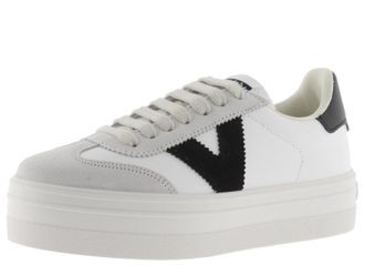 Victoria Sneaker Barcelona Ciclista Lederoptik & Plateau & Farbige & Veloursleder Eins&auml;tzen 1092173 f&uuml;r Damen Negro 36