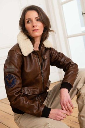 Rose garden Blouson Air pilot lamb dark cognac