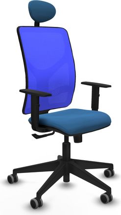 Piqueras y Crespo B&uuml;rostuhl mit 1D-Armlehnen, h&ouml;henverstellbarer Lendenwirbelst&uuml;tze und festem Kopfteil, ausgestattet mit 3 Positionen und Schneideschaum, Blau/Hellblau