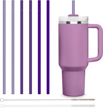 Halm HALM Stanley Quencher Trinkhalme Glas Strohhalme Lila Wiederverwendbare Ersatzstrohhalme für Tumbler mit Griff Edelstahl Trinkbecher Zubehör BPA-frei 
