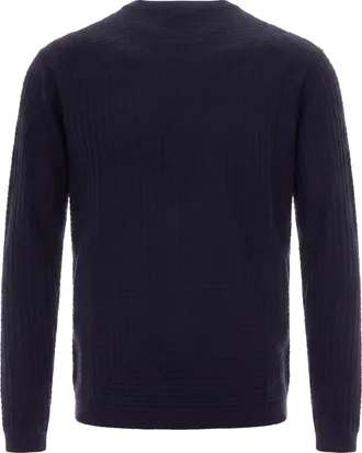 Emporio Armani Textured Knit Crew Neck Sweater - Navy
