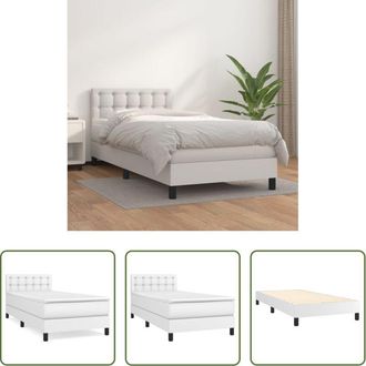 vidaXL vidaXL Wei&szlig;es Boxspringbett - Boxspringbett mit Matratze Wei&szlig; 80x200 cm Kunstleder