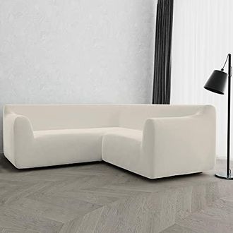 Italian Bed Linen Dahlia Elastischer Ecksofabezug, cremefarben