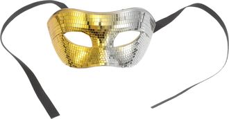 OSALADI Disco Halbgesichtsmaske mit Spiegelglas Glitzernde Karnevals und Halloweenmaske f&uuml;r Erwachsene Leichte Kost&uuml;mpartymaske in Gold Silber Verlauf