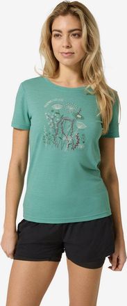 super.natural Print-Shirt f&uuml;r Damen, Merino ROCK FLOWERS TEE Blumen Motiv, atmungsaktiv