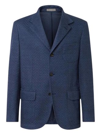 Corneliani veste boutonnée à motif de chevrons - Bleu