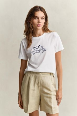 GANT Damen T-Shirt mit Grafik-Print (XXL) Wei&szlig;